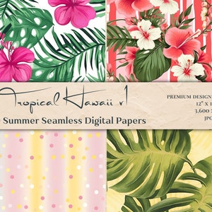 20 Tropical Hawaii Digital Papers Tropical Seamless Pattern - Etsy