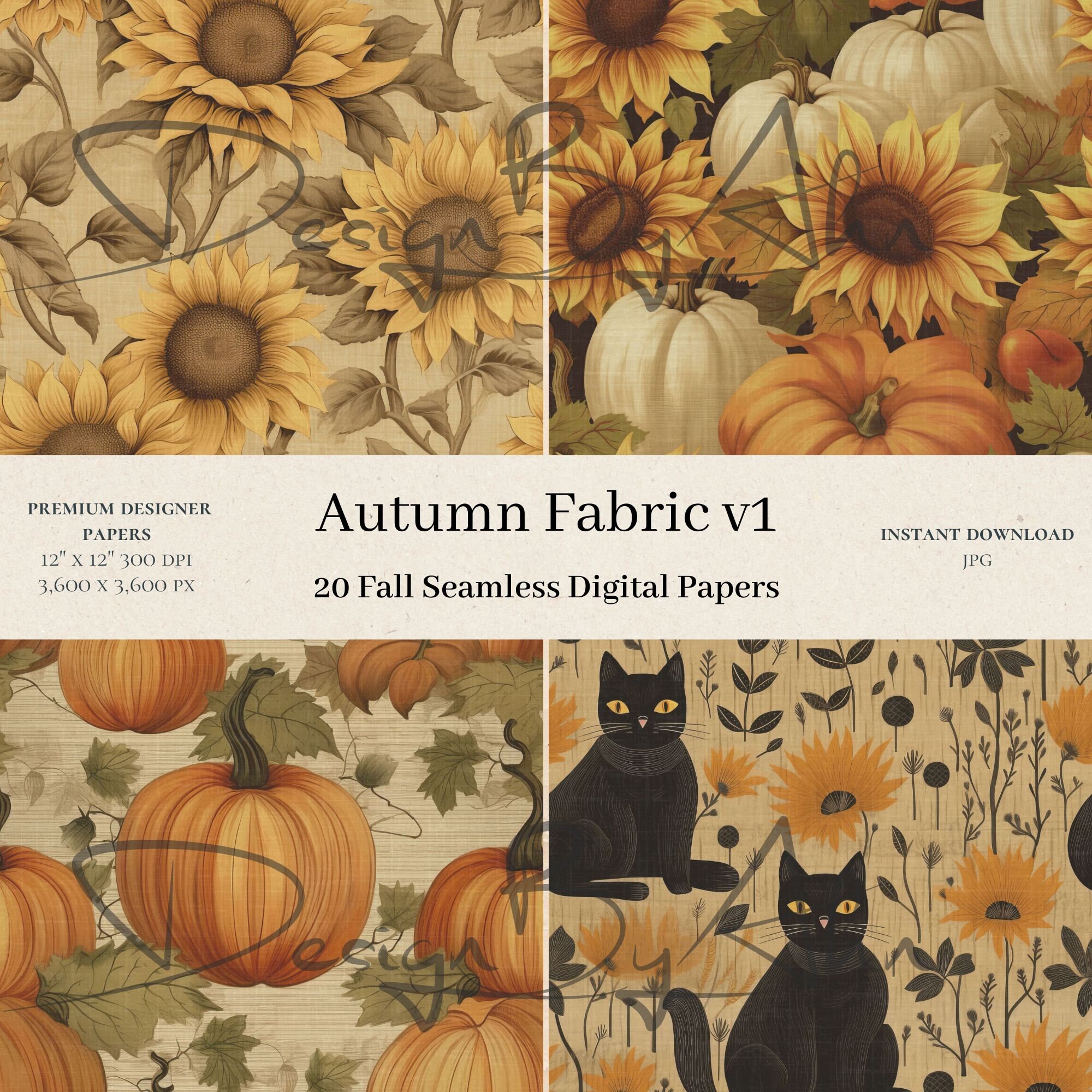 20 Autumn Fabric Digital Papers - Linen Seamless Pattern, Rustic ...