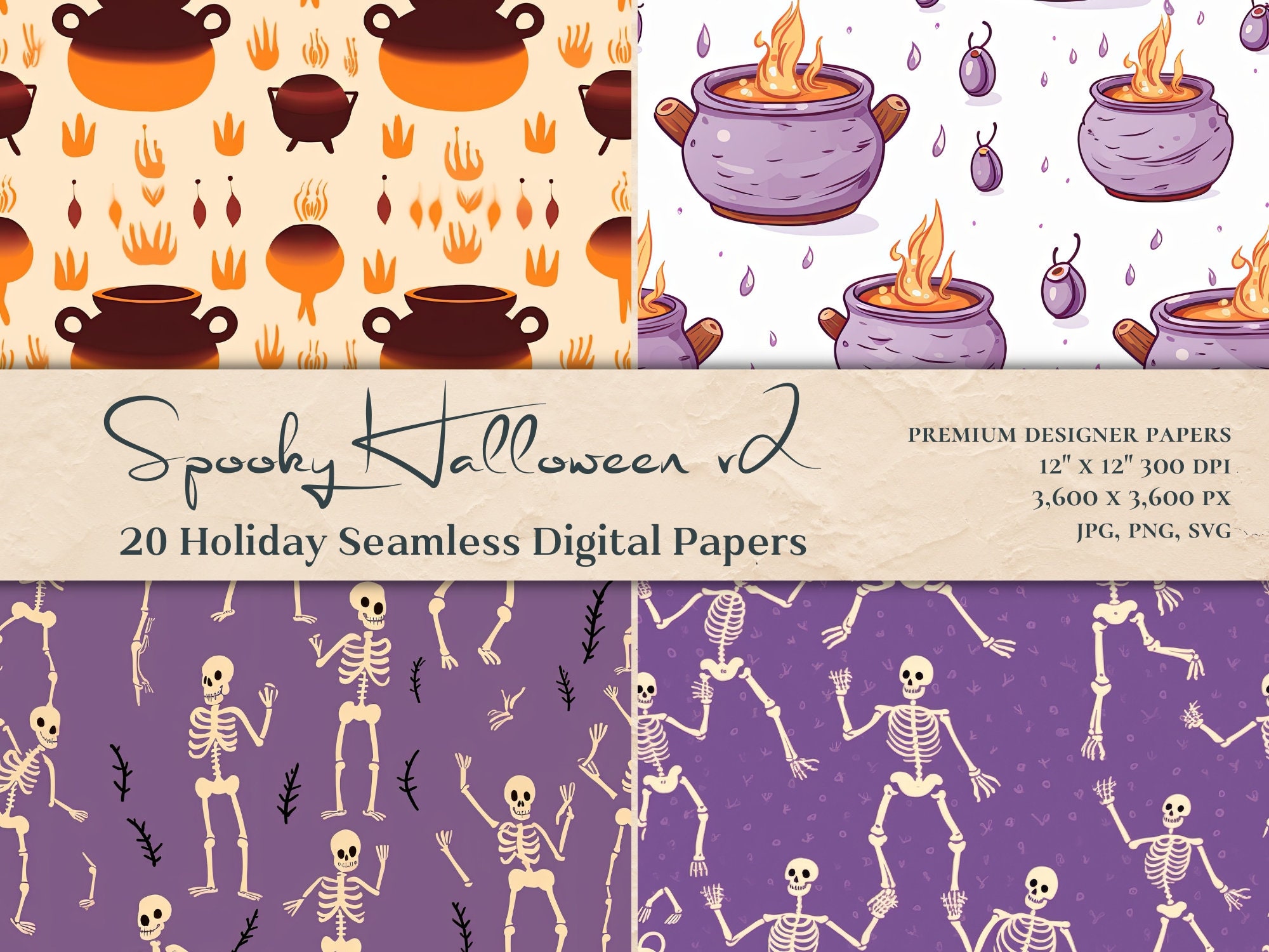 20 Spooky Halloween Digital Papers Halloween Doodle - Etsy
