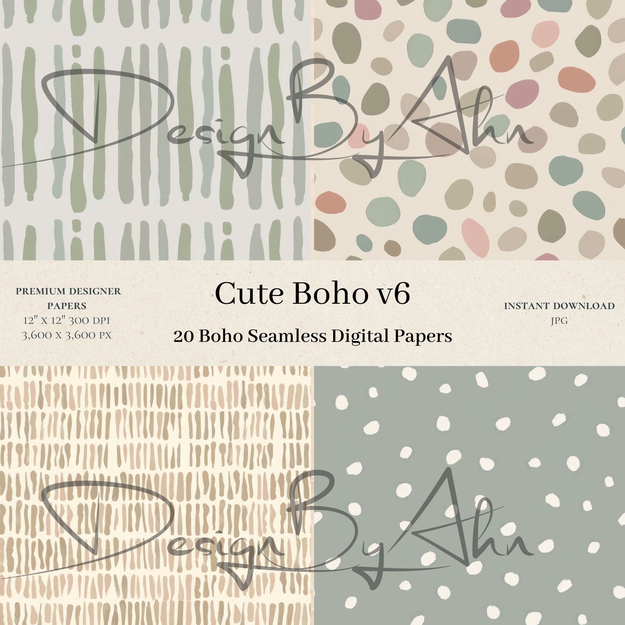 20 Cute Boho Digital Papers Seamless Boho, Cute Boho Pattern, Boho ...