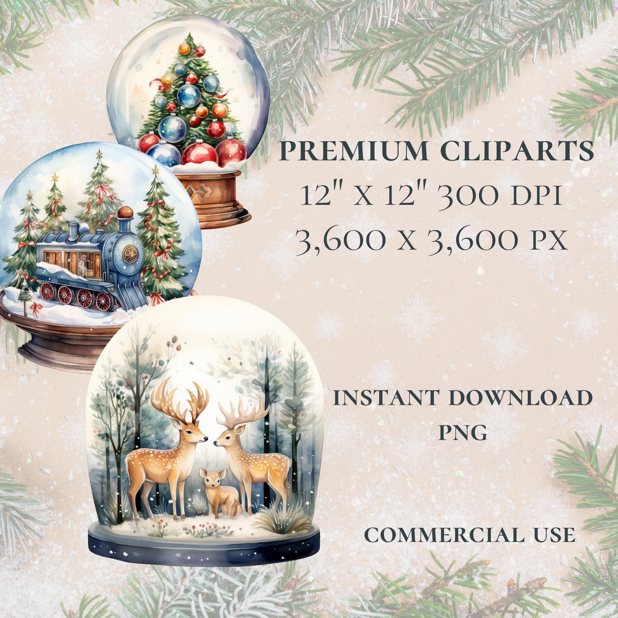 20 Christmas Snowglobes Clipart Set Transparent Background, Digital PNG ...