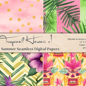 20 Tropical Hawaii Digital Papers Tropical Seamless Pattern - Etsy