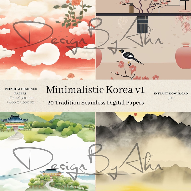 20 Minimalistic Korea Digital Papers - Junk Journal, Scrapbook ...
