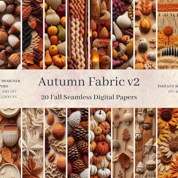 20 Autumn Fabric Digital Papers Linen Seamless Pattern, Rustic Digital ...
