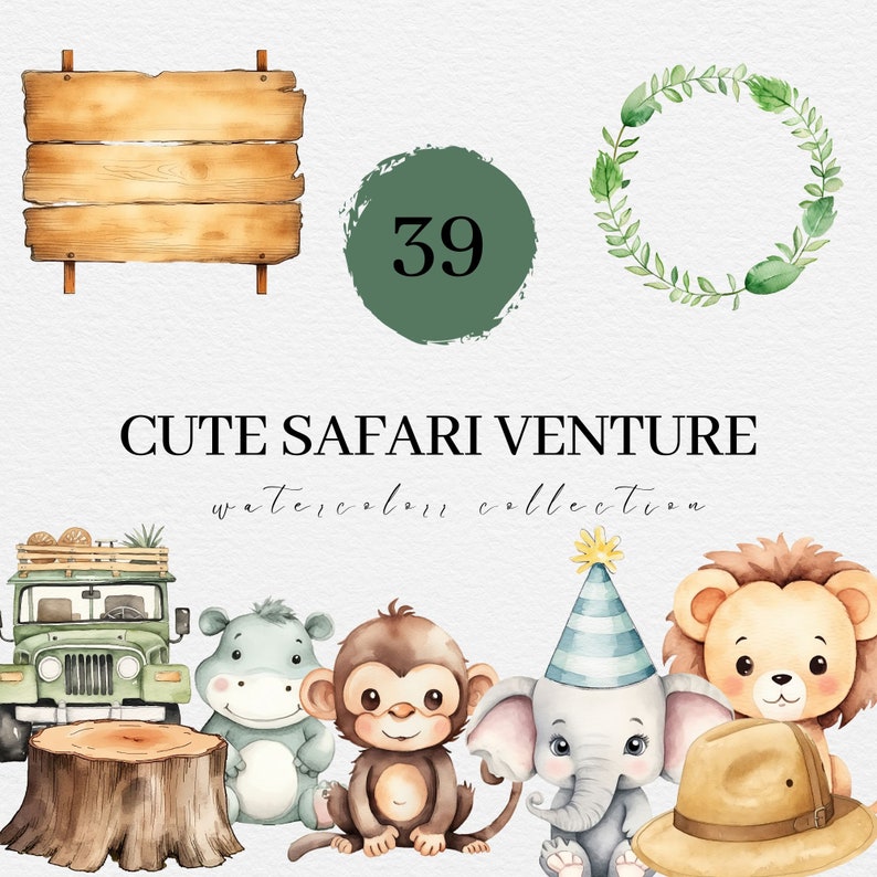 39 Cute Safari Clipart Set - Transparent Background, Digital PNG ...