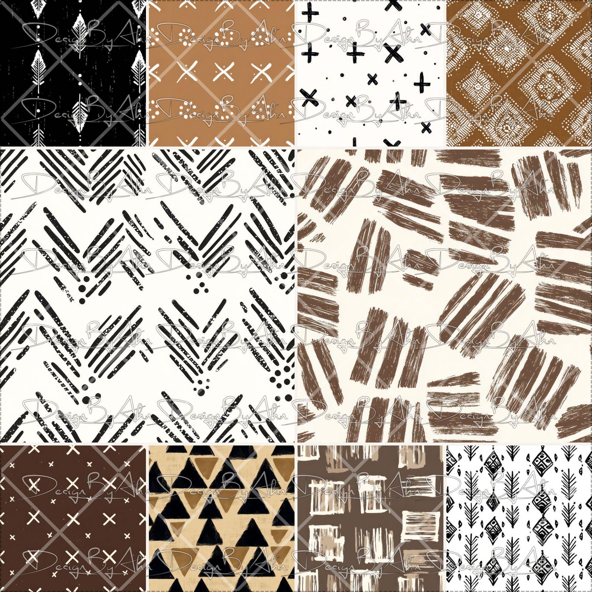 20 African Mud Cloth Digital Papers - Bògòlanfini Seamless Pattern ...