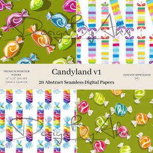 20 Candyland Digital Papers - Pink Seamless Digital Paper, Rainbow ...