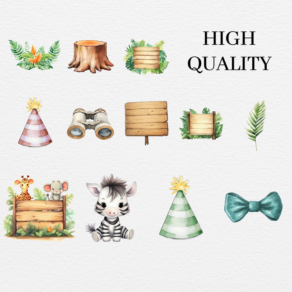 39 Cute Safari Clipart Set Transparent Background Digital - Etsy