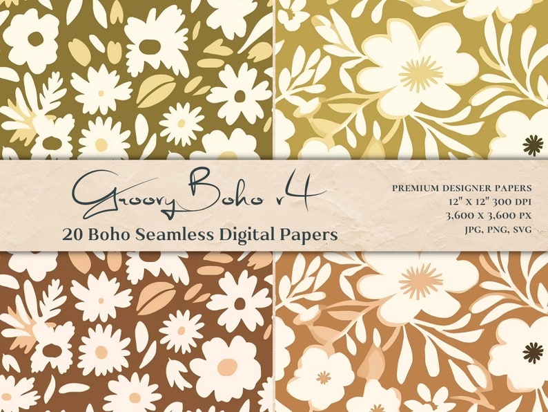 20 Groovy Boho Digital Papers Commercial Use Seamless - Etsy