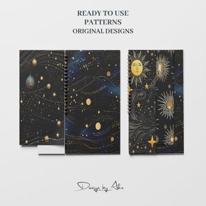 20 Starry Night Digital Papers - Gold & Navy Watercolor Scrapbook ...