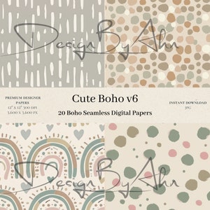 20 Cute Boho Digital Papers - Seamless Boho, Cute Boho Pattern, Boho ...