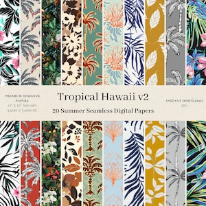 20 Tropical Hawaii Digital Papers - Tropical Seamless Pattern, Aloha ...