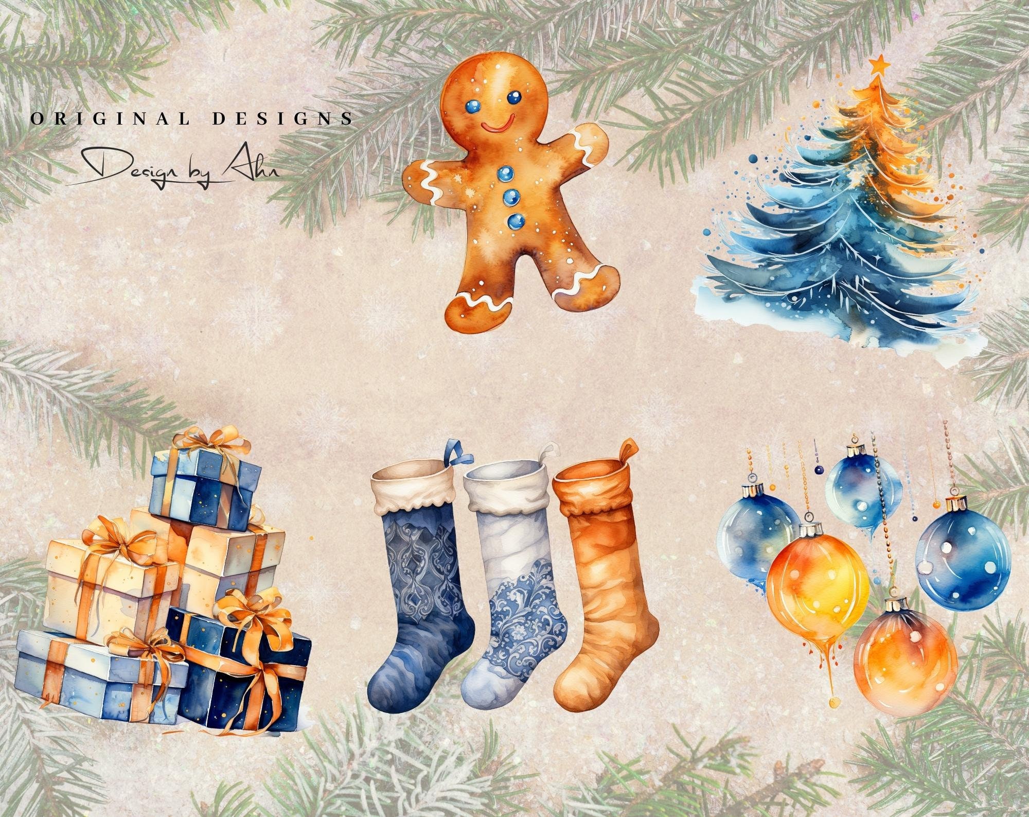 22 Watercolor Christmas Clipart Set Transparent Background, Digital PNG ...