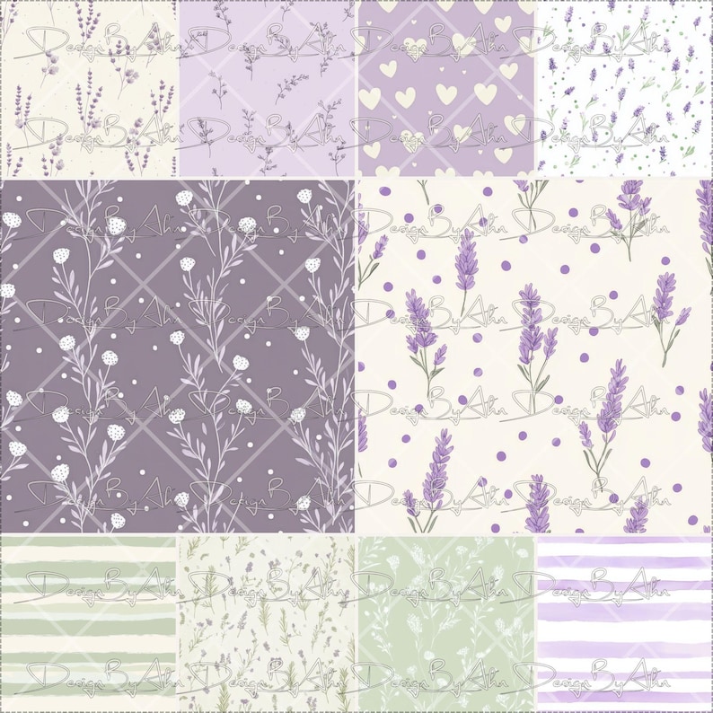 20 Lavender Elegance Digital Papers - Lilac Seamless Digital Paper ...