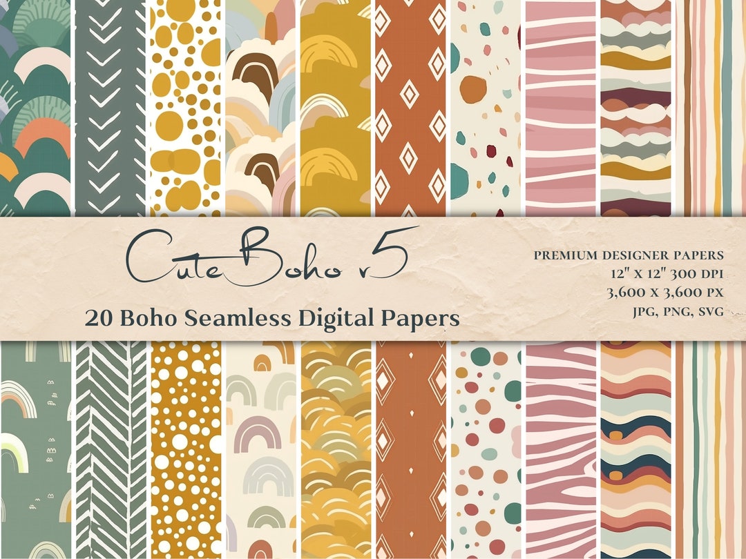 20 Cute Boho Digital Papers Commercial Use Scrapbook Paper - Etsy