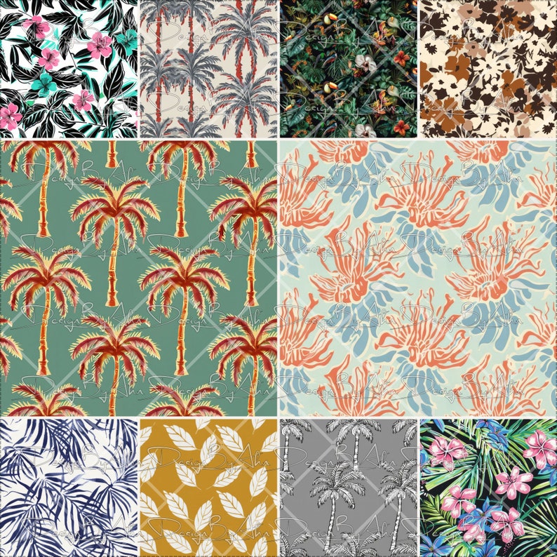 20 Tropical Hawaii Digital Papers - Tropical Seamless Pattern, Aloha ...