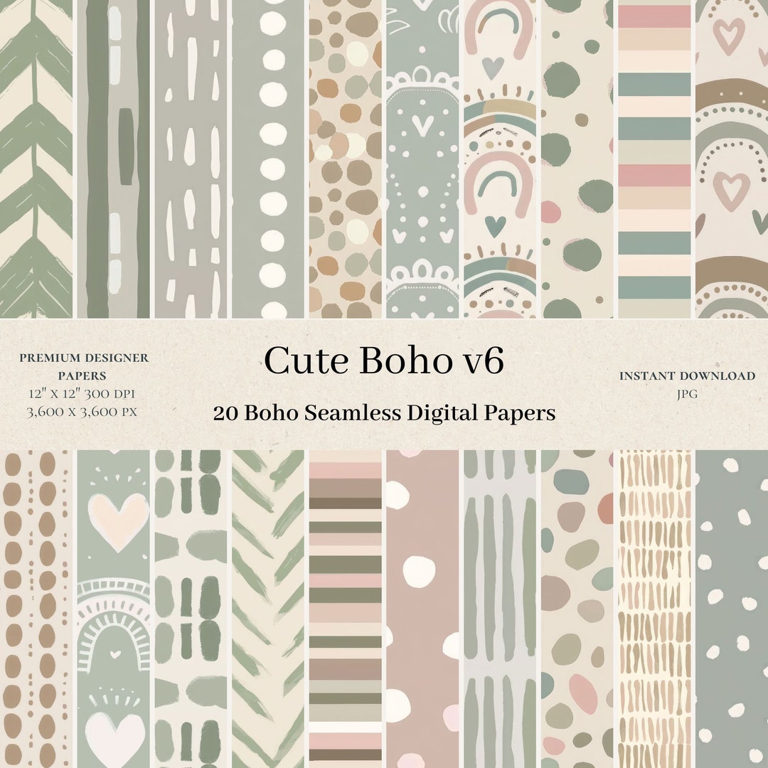 20 Cute Boho Digital Papers - Seamless Boho, Cute Boho Pattern, Boho ...