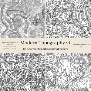 20 Modern Topography Digital Papers - Urban Seamless Digital Paper, Map ...