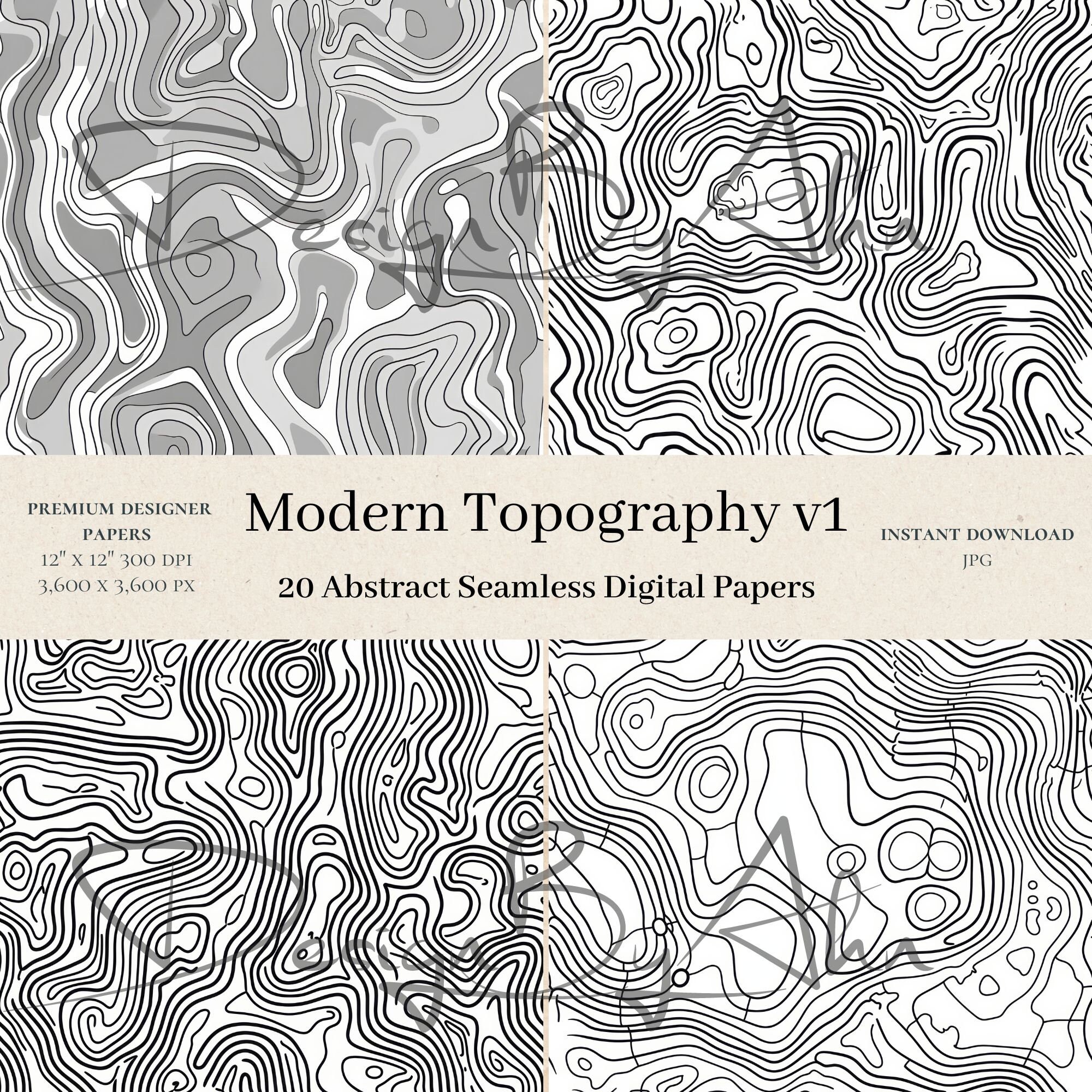 20 Modern Topography Digital Papers Urban Seamless Digital Paper, Map ...