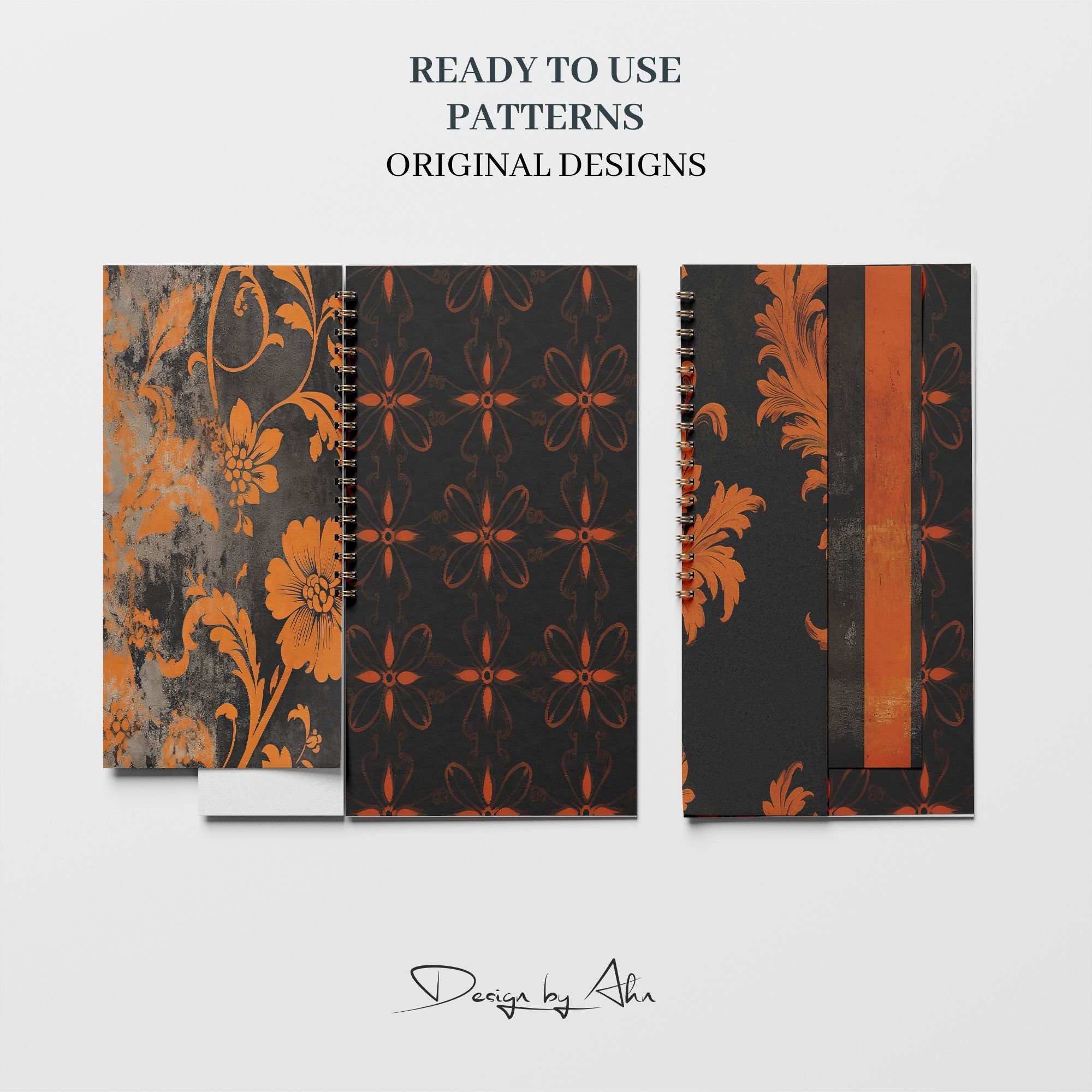 20 Vintage Halloween Digital Papers - Gothic Seamless Pattern, Black ...