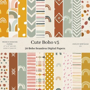 20 Cute Boho Digital Papers - Commercial Use, Scrapbook Paper ...