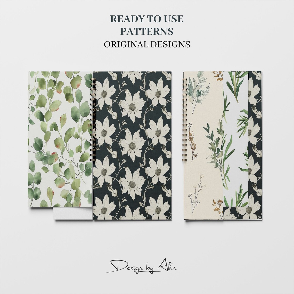 20 Botany Leaves Digital Papers - Watercolor Scrapbook, Greenery ...