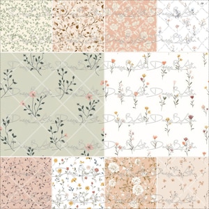 20 Ditsy Florals Digital Papers - Vintage Seamless Pattern, Cottagecore ...