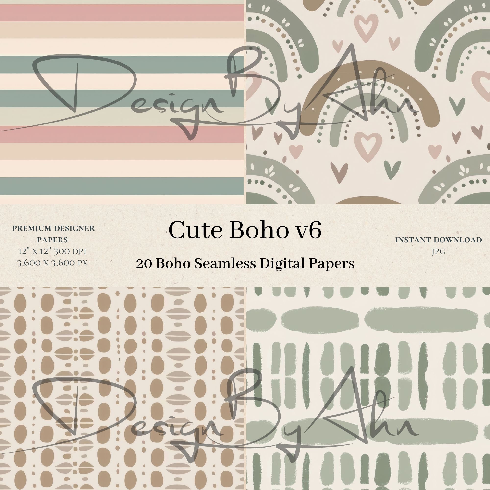 20 Cute Boho Digital Papers Seamless Boho, Cute Boho Pattern, Boho ...
