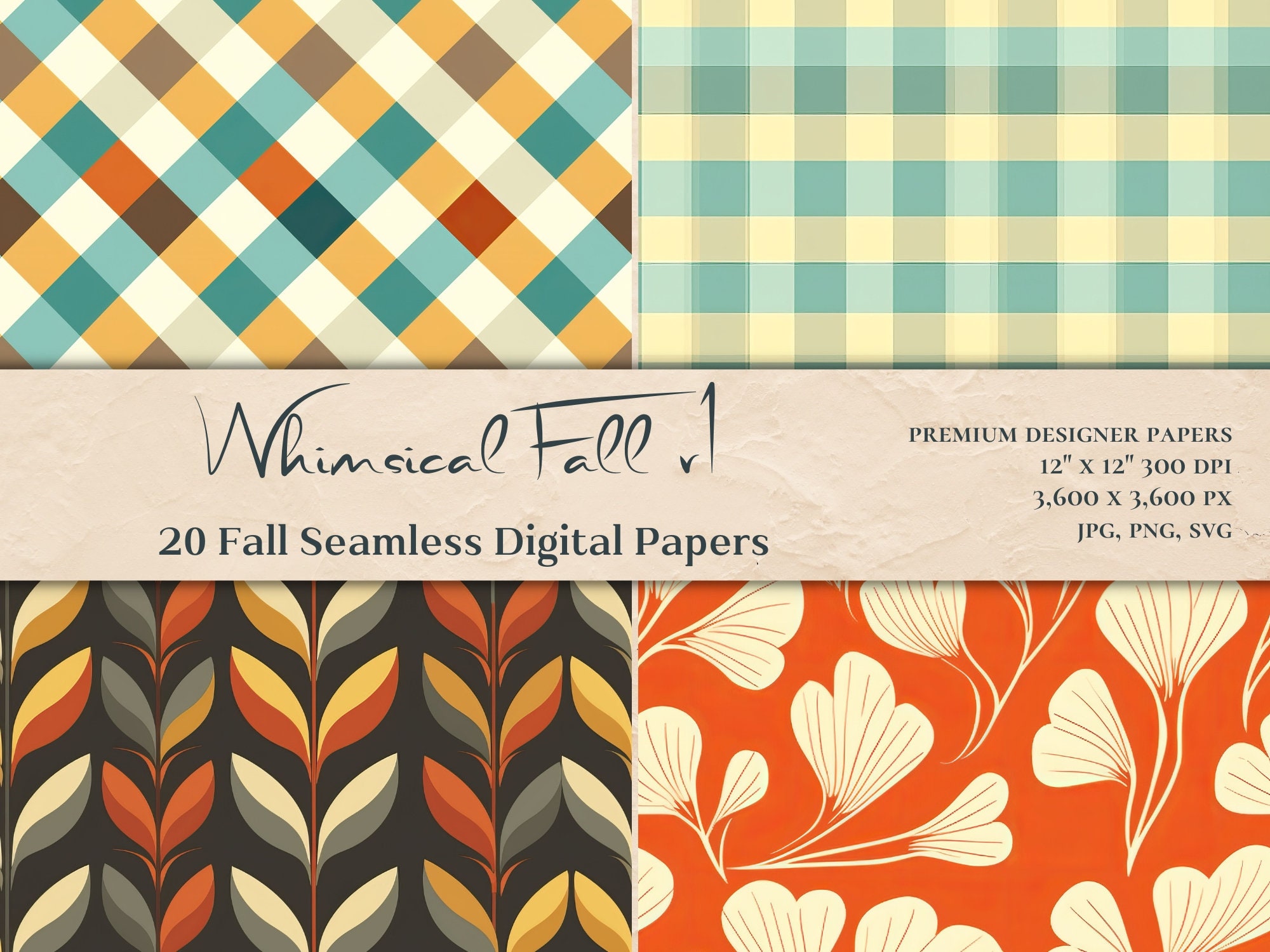 20 Whimsical Fall Digital Papers Abstract Scrapbook Autumn - Etsy