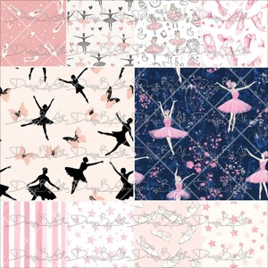 20 Pink Ballerina Digital Papers - Star Seamless Pattern, Nursery Junk ...