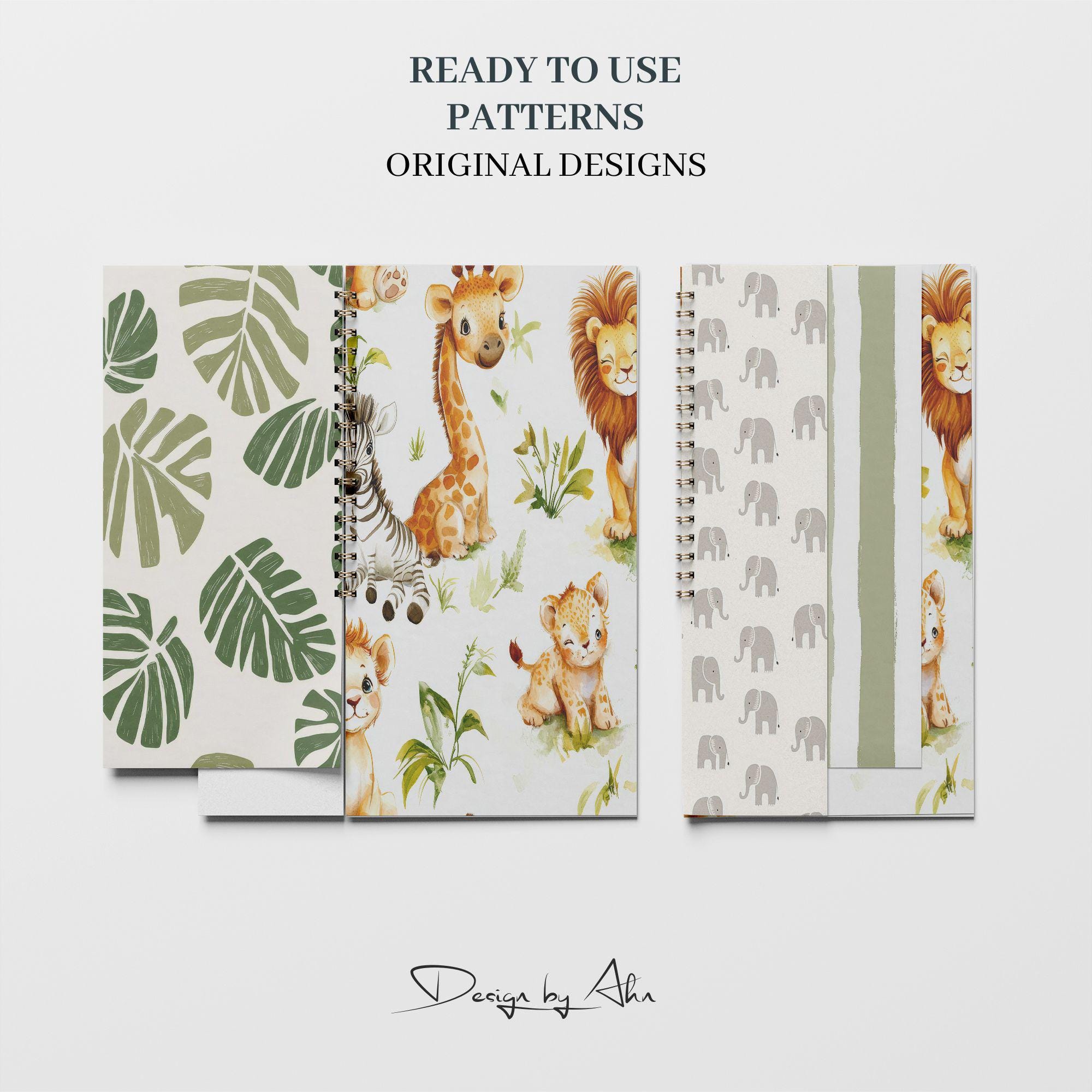 20 Cute Safari Digital Papers - Safari Animals Seamless Digital Paper ...