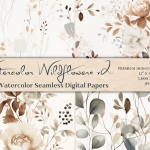 20 Watercolor Wildflowers Digital Papers Watercolor - Etsy