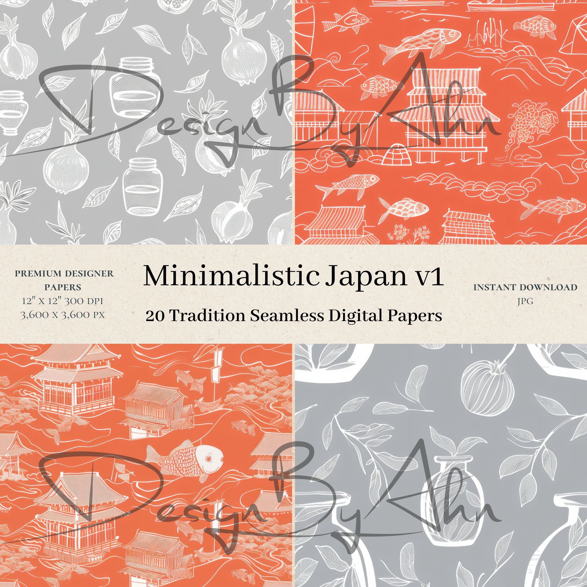 20 Minimalistic Japan Digital Papers - Japanese Seamless Digital Paper ...