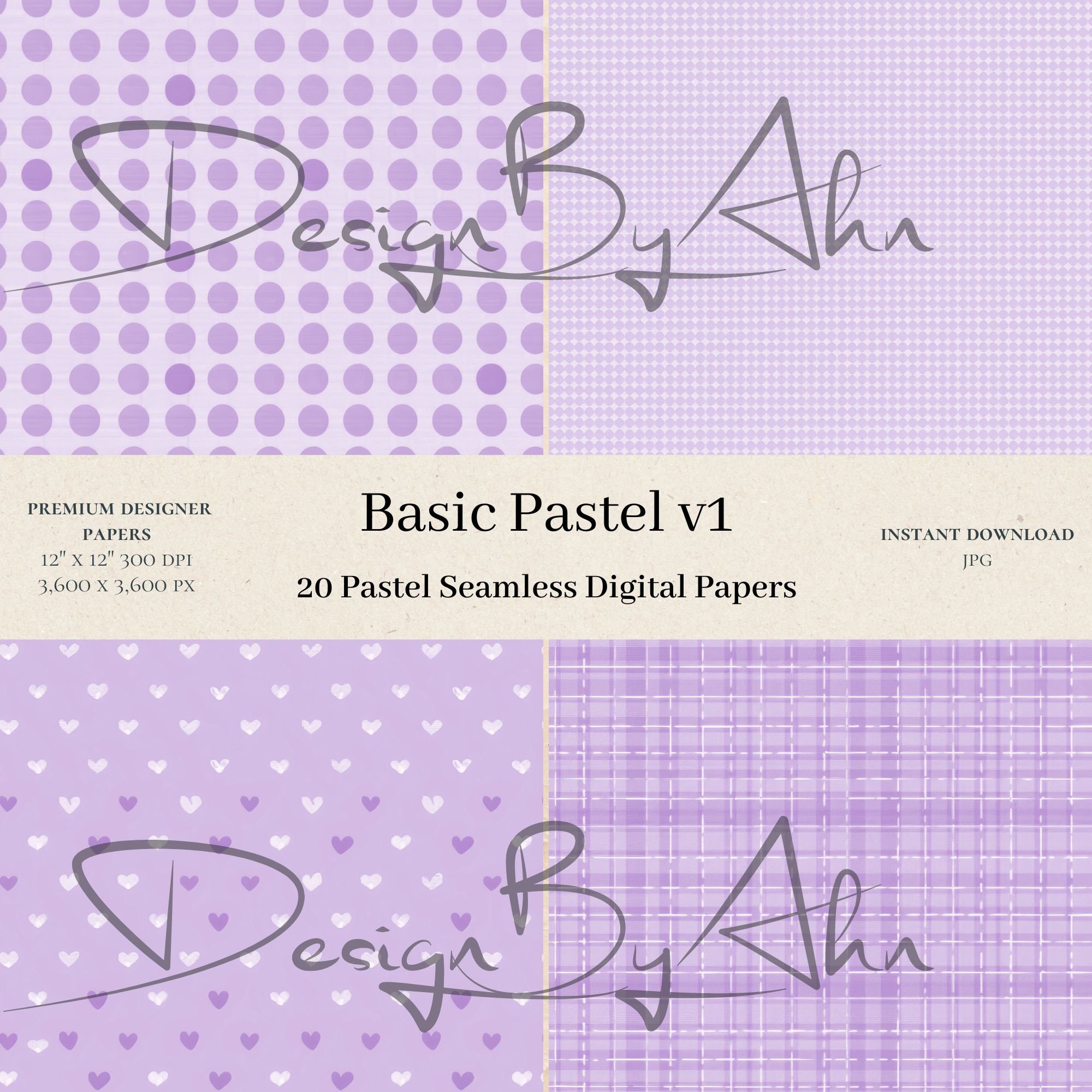 20 Basic Pastel Digital Papers - Pastel Scrapbook, Seamless Digital ...
