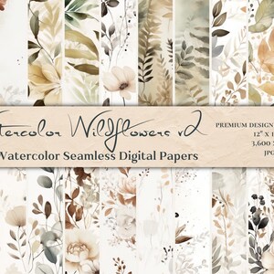20 Watercolor Wildflowers Digital Papers Watercolor - Etsy