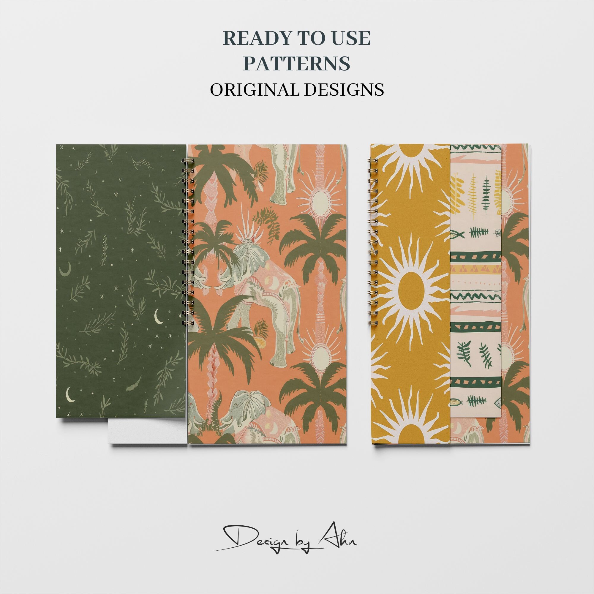 20 Tropical Jungle Digital Papers Elephant Scrapbook, Botanical Paper ...