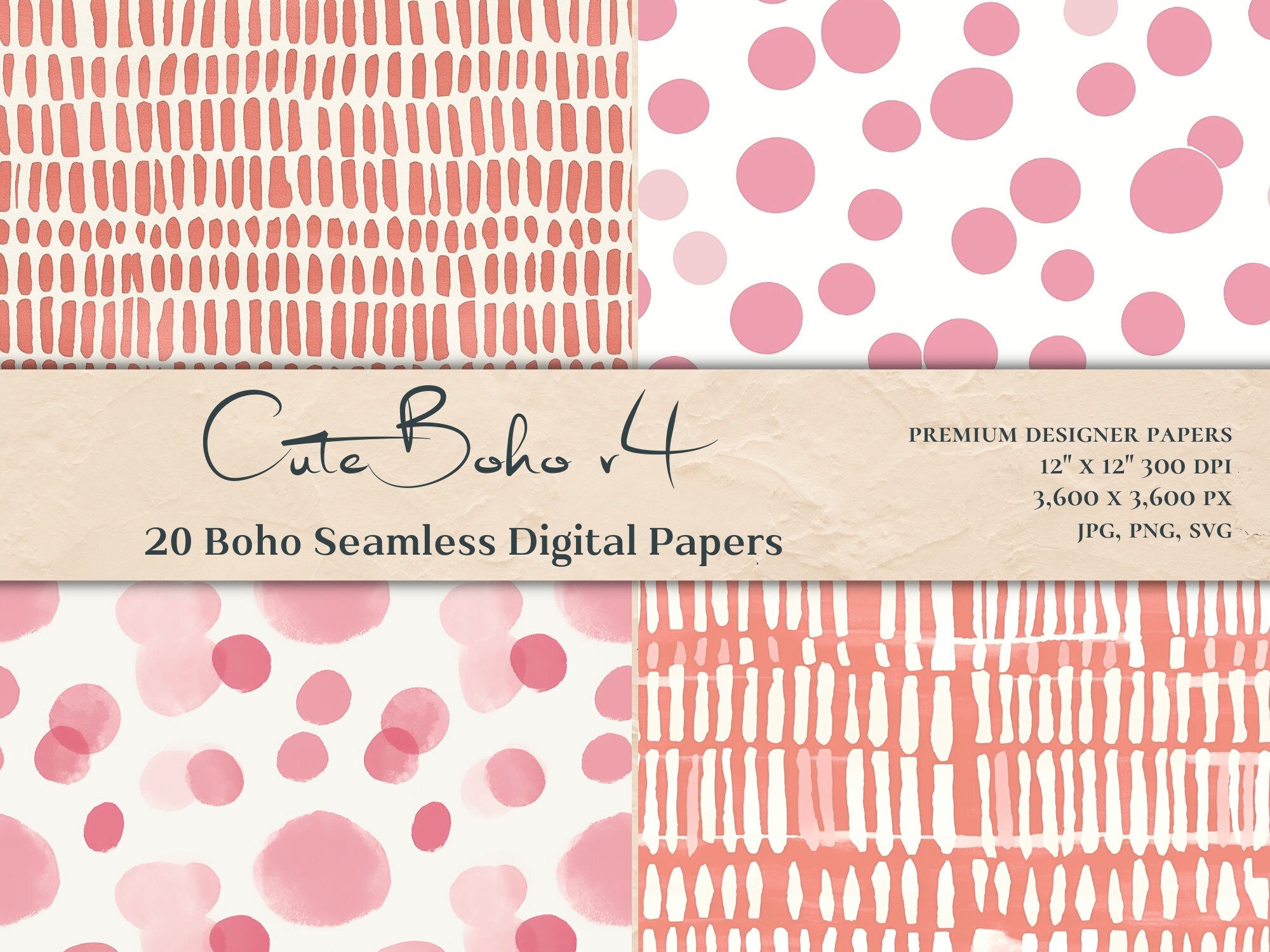 20 Cute Boho Digital Papers Commercial Use Scrapbook Paper - Etsy