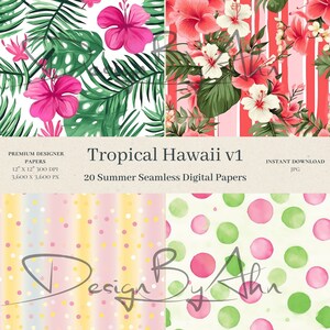 20 Tropical Hawaii Digital Papers Tropical Seamless Pattern, Aloha ...