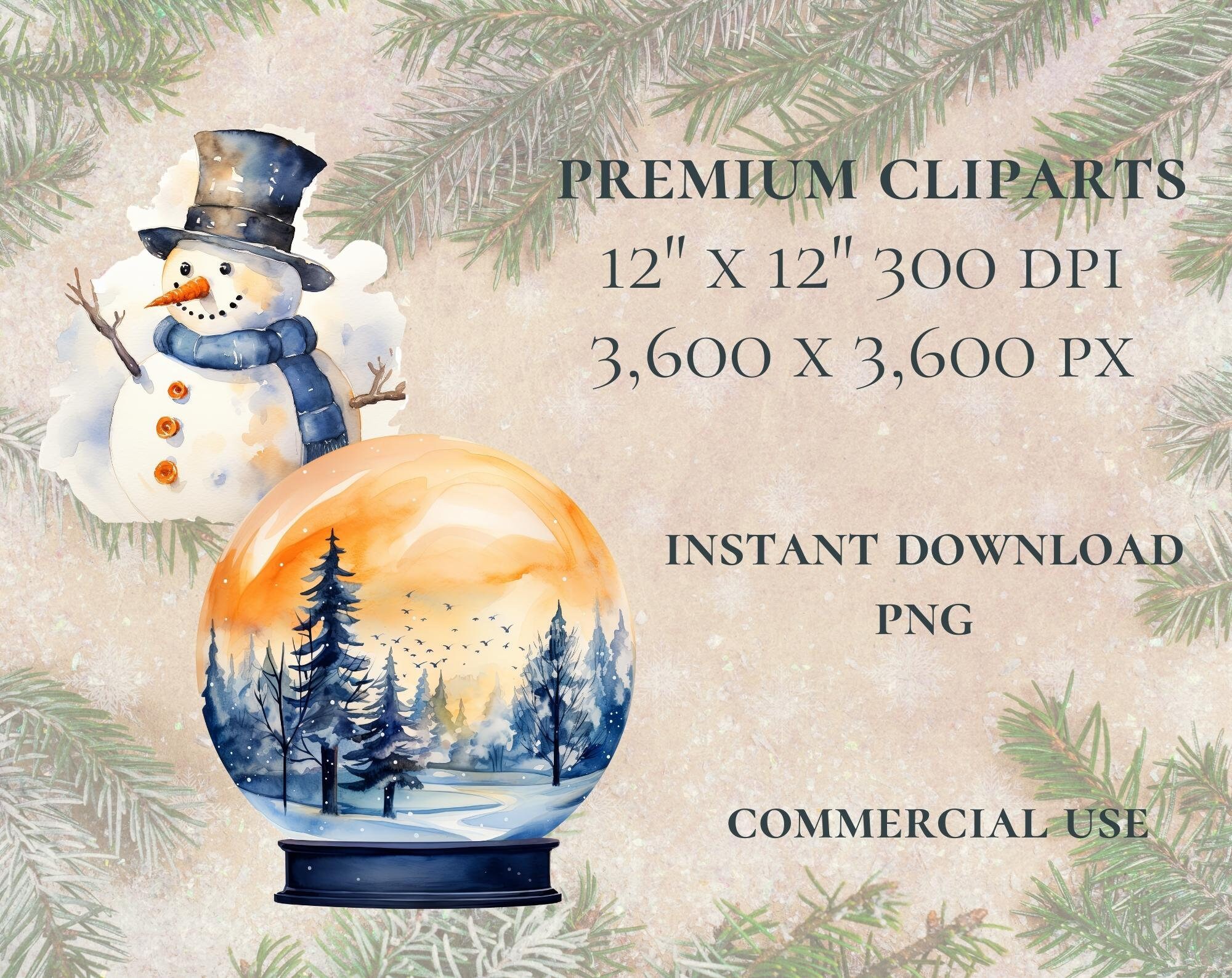 22 Watercolor Christmas Clipart Set Transparent Background, Digital PNG ...