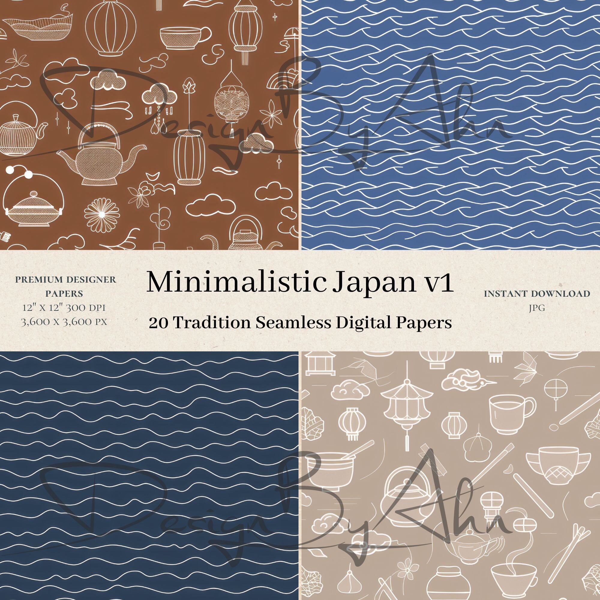 20 Minimalistic Japan Digital Papers - Japanese Seamless Digital Paper ...