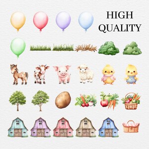 53 Cute Farm Culture Clipart Set - Transparent Background, Digital PNG ...