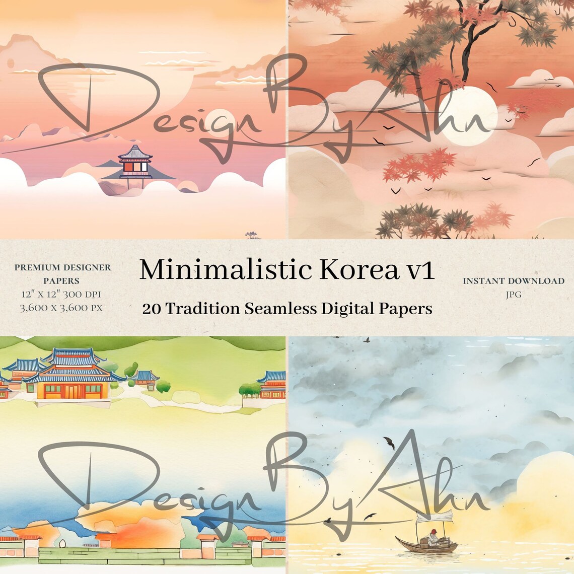 20 Minimalistic Korea Digital Papers - Junk Journal, Scrapbook ...