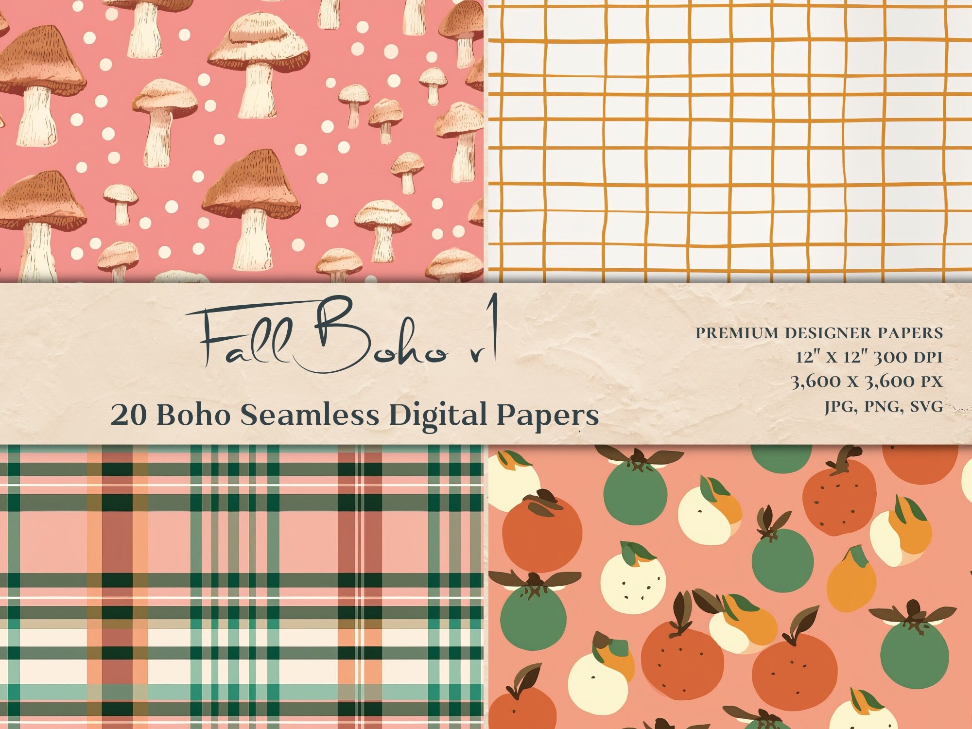 20 Fall Boho Digital Papers Abstract Scrapbook Autumn - Etsy