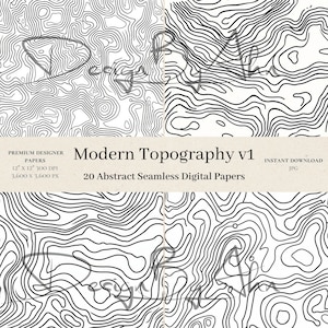 20 Modern Topography Digital Papers - Urban Seamless Digital Paper, Map ...