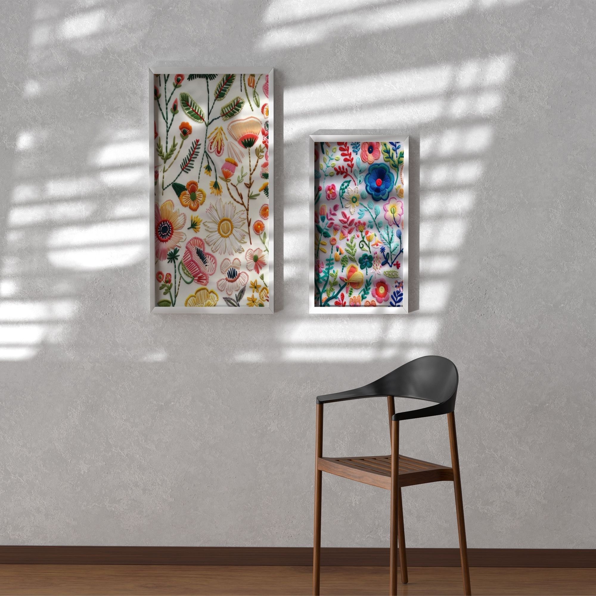 20 Floral Embroidery Digital Papers - Colorful Fabric Seamless Digital ...