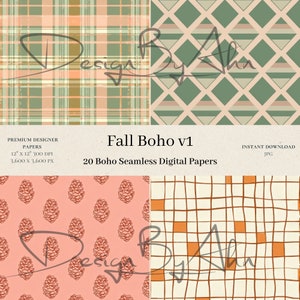 20 Fall Boho Digital Papers - Abstract Scrapbook, Autumn Digital Paper ...