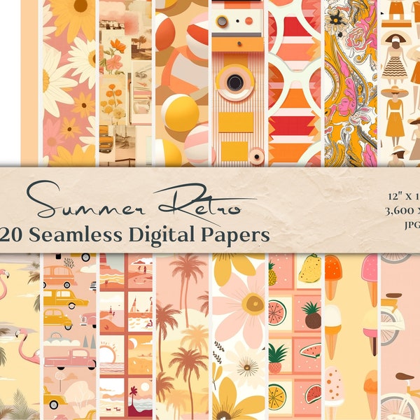 Retro Digital Papers - Etsy
