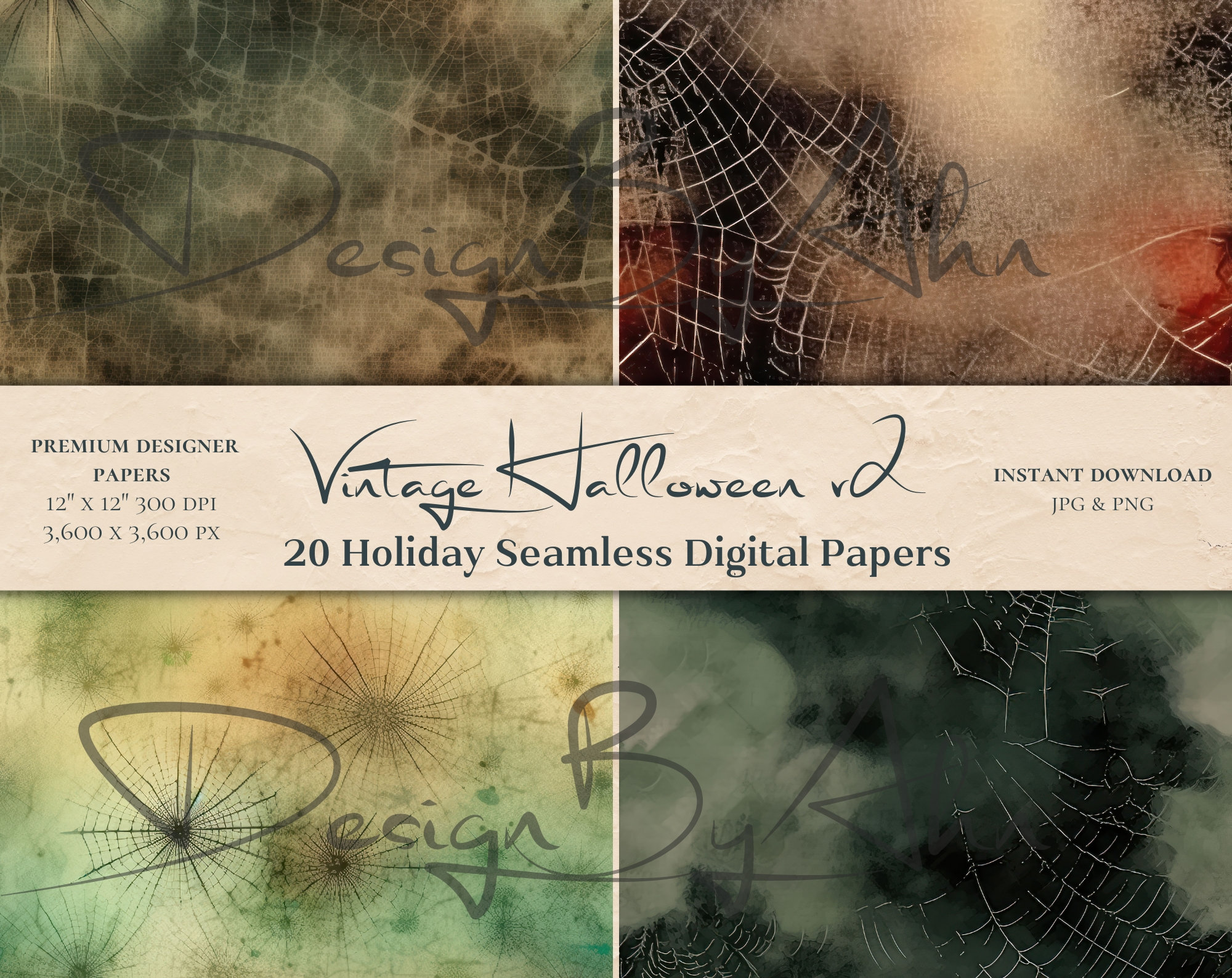 20 Vintage Halloween Digital Papers PNG JPG Spider Cobweb - Etsy