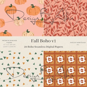 20 Fall Boho Digital Papers - Abstract Scrapbook, Autumn Digital Paper ...