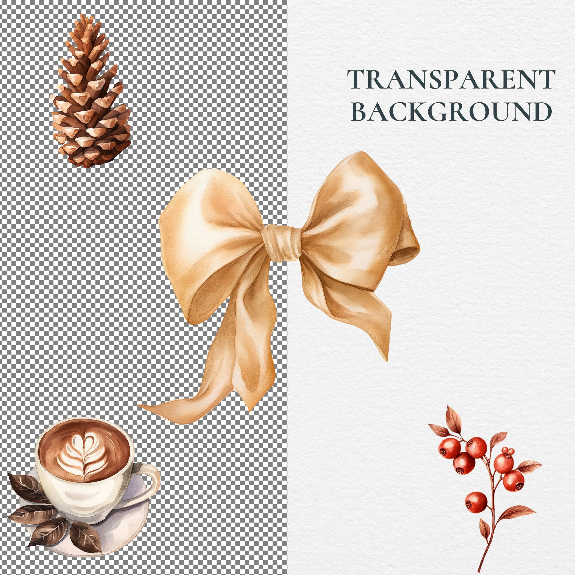 53 Aesthetic Christmas Clipart Set Transparent Background - Etsy